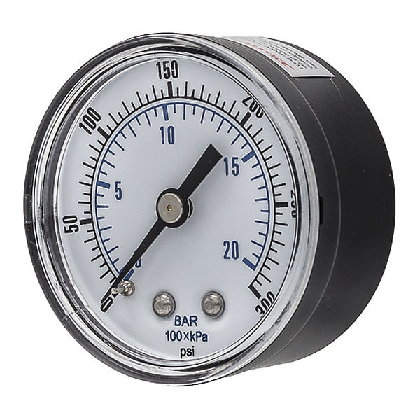Pic Gauges Industrial Pressure Gauge, 0 to 300 psi, 2 in Dial, 1/4 in ...