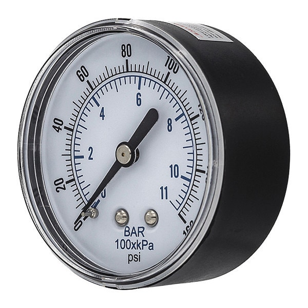 Pic Gauges Industrial Pressure Gauge, 0 to 160 psi, 2 1/2 in Dial, 1/4 ...