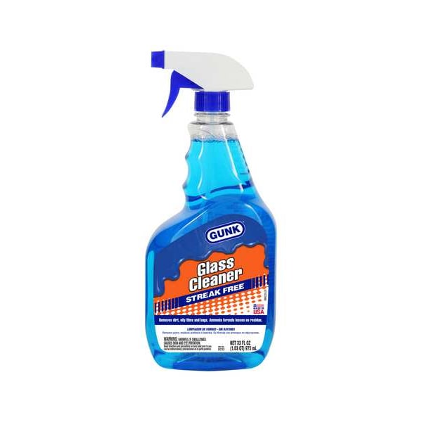 Gunk Liquid Glass Cleaner, 33 oz., Clear, Blue, Unscented, Trigger ...