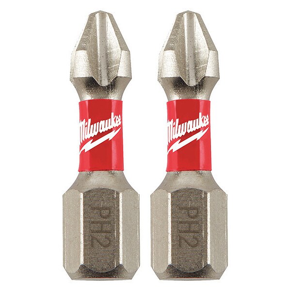 Milwaukee Tool Insert Bit, PH2 Tip, 1" L Overall, PK2 48-32-3412 | Zoro
