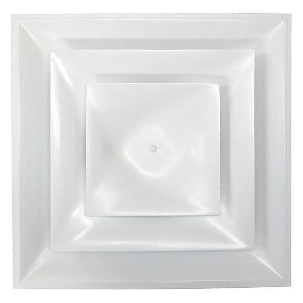 American Louver 12 in Square Step-Down Diffuser, White STR-C-12W-FR | Zoro