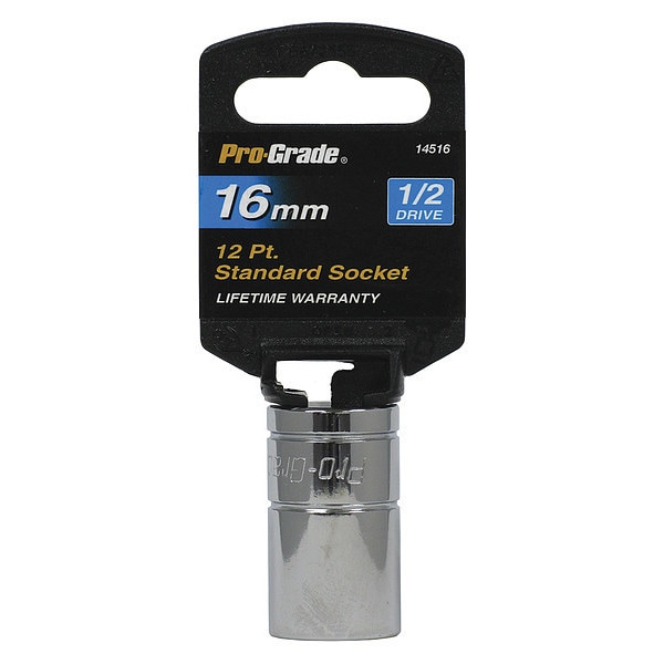 Pro-Grade Tools Socket, 1/2"Dr., 12Pt., 16mm 14516 | Zoro
