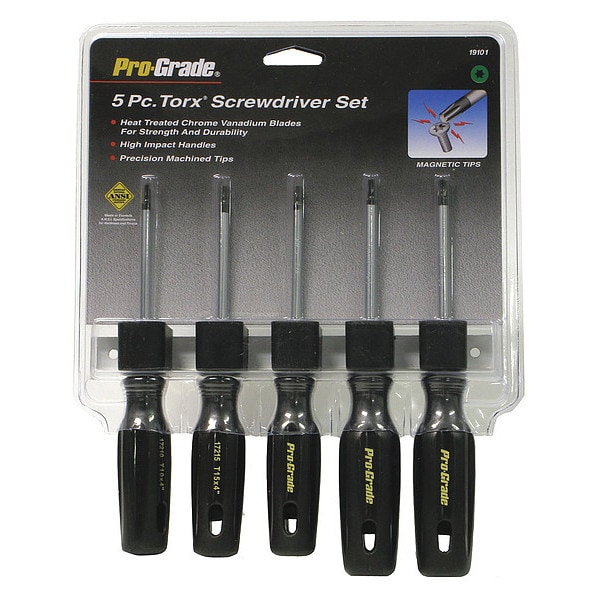 Pro-Grade Tools Screwdriver Set, Torx, 5 pcs. 19101 | Zoro