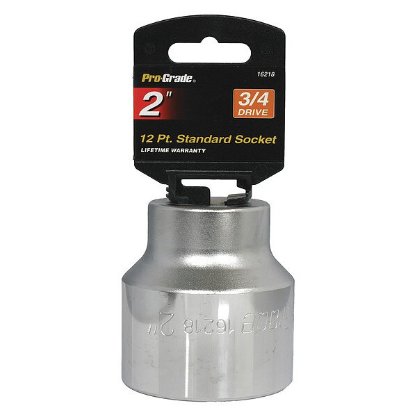Pro-Grade Tools Socket, 3/4"Dr., 12Pt., 2" 16218 | Zoro