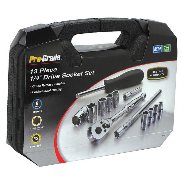PROGRADE 1/4" Socket Set, Metric, 13 Piece, - 19205