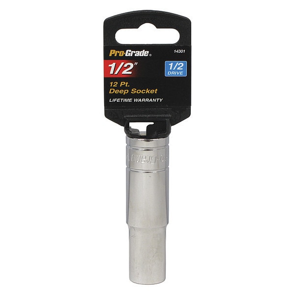 Pro-Grade Tools Socket, 1/2"Dr., 12Pt. Deep, 1/2" 14301 | Zoro