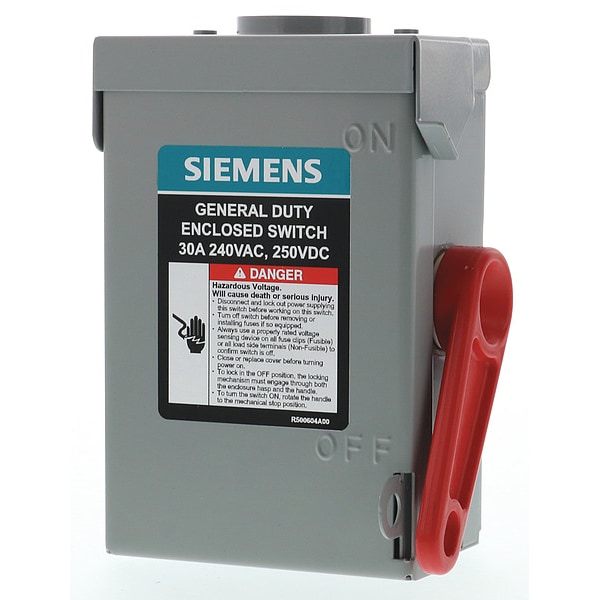 Siemens Fusible, Safety Switch, General Duty, 240 V, 3PST, NEMA 3R ...