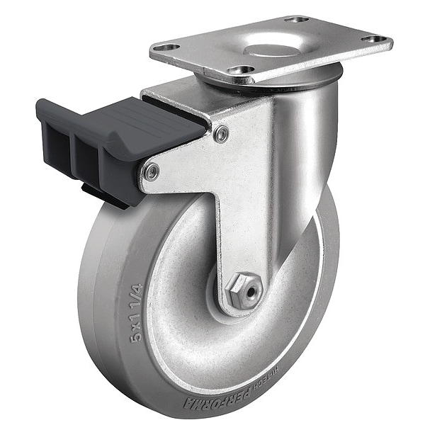 Colson 4" X 1-1/4" Non-Marking Rubber Performa (Flat) Swivel Caster ...