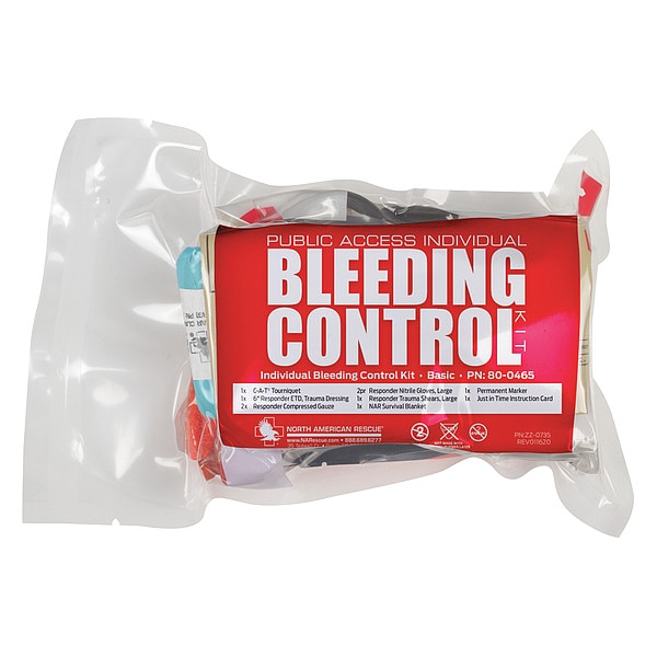 North American Rescue Bleeding Control Kit, 10pcs, 5x7", Clear 80-0465 ...