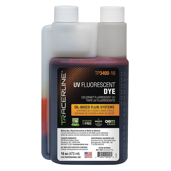 Tracerline UV Leak Detection Dye, 16 oz. Size TP3400-16 | Zoro