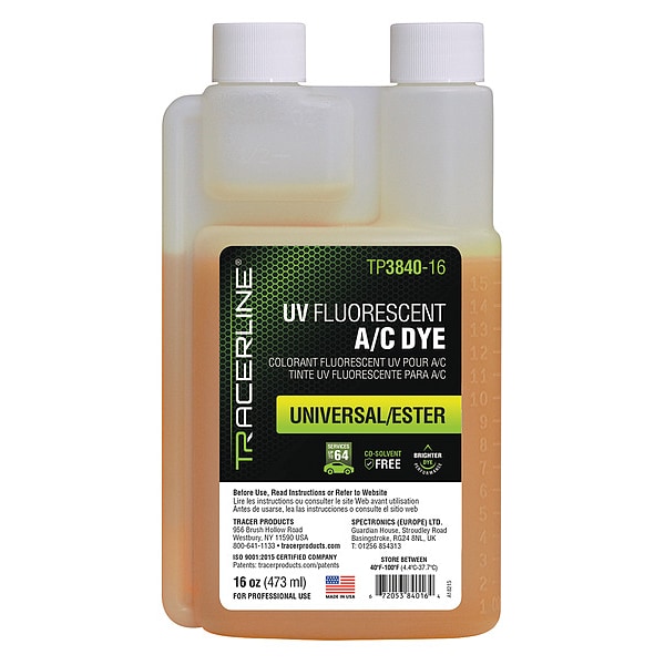 Tracerline UV Leak Detection Dye, 16 oz. Size TP3840-16 | Zoro