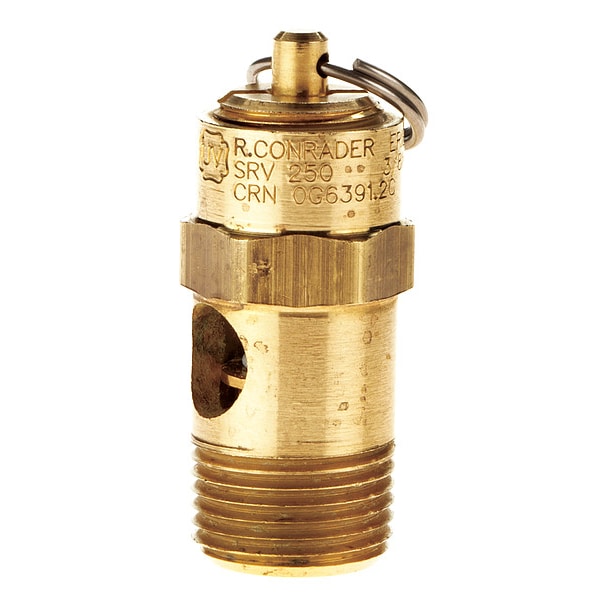 Conrader Safety Valve, Brass Ball SRV250-3/8-CE-100 | Zoro