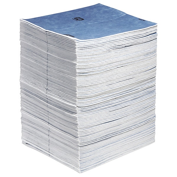 Pig Sorbent Pad, 22 gal, 15 in x 19 in, Universal, Blue, White, 100 PK ...
