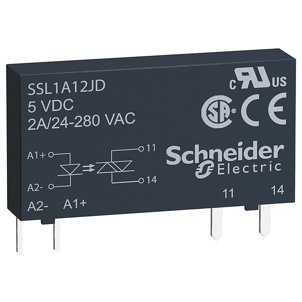 Schneider Electric Solid State Relay, 3 to 12V DC, 2A, Pins SSL1A12JD ...