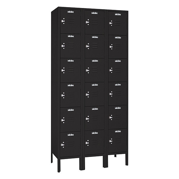 Lyon Wardrobe Locker, 36 in W, 12 in D, 78 in H, (3) Wide, (6) Tier ...