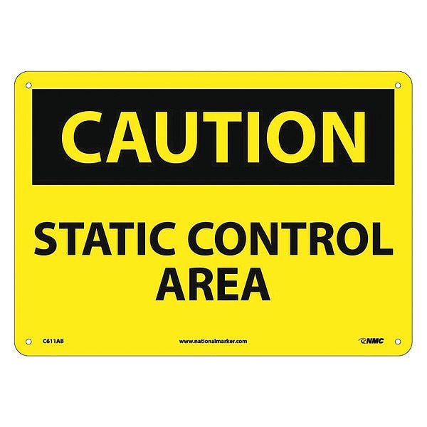 Nmc Caution Static Control Area Sign, C611AB C611AB | Zoro