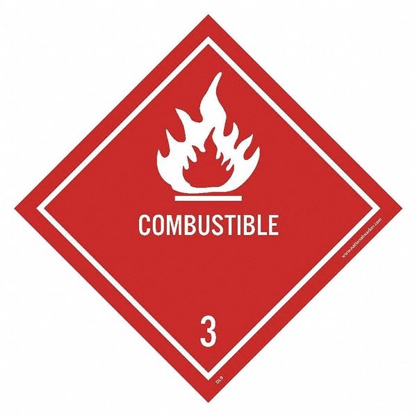 Nmc Combustible 3 Dot Placard Label, Pk25 DL9AP | Zoro
