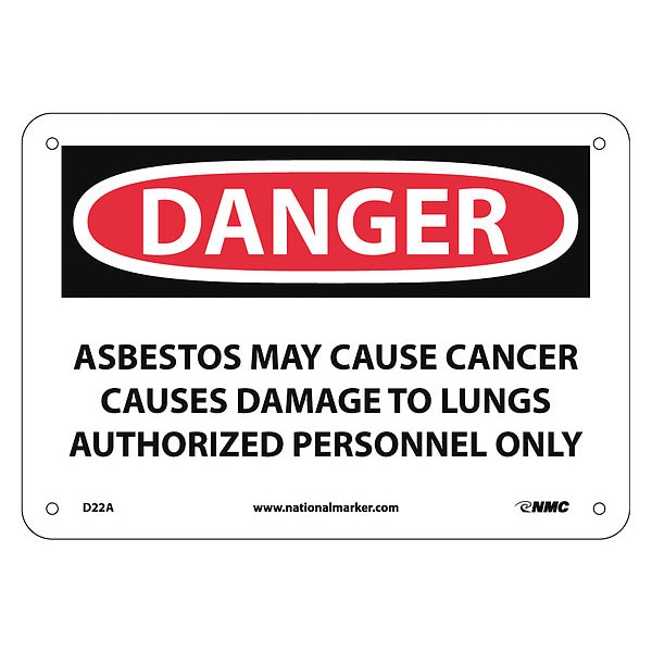 Nmc Danger Asbestos May Cause Cancer Sign, D22A D22A | Zoro