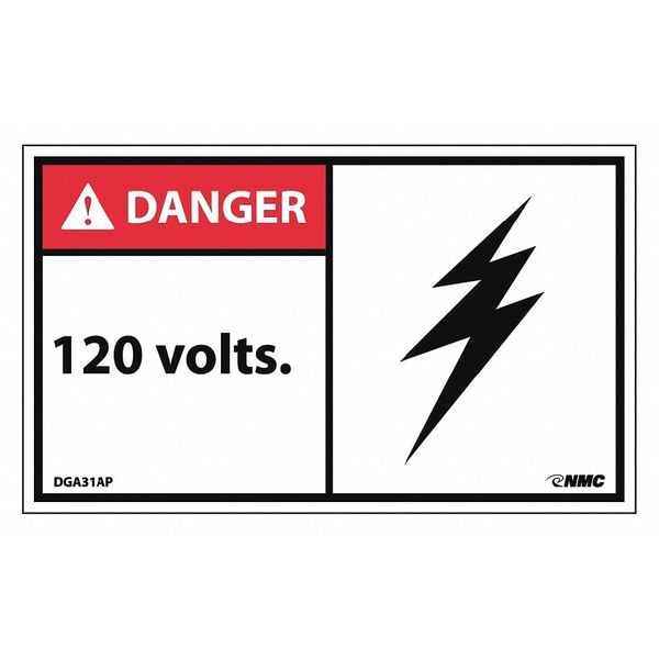 Nmc Danger 120 Volts Label, Pk5 DGA31AP | Zoro