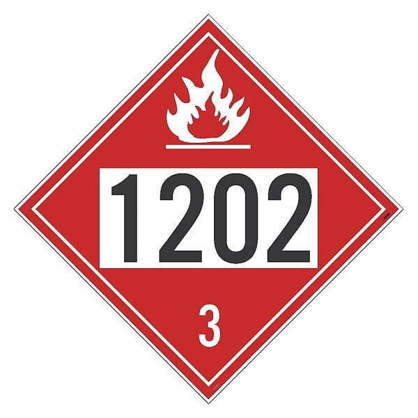 Nmc Dot Placard, 1202 Diesel, Pk50, Material: Pressure Sensitive ...