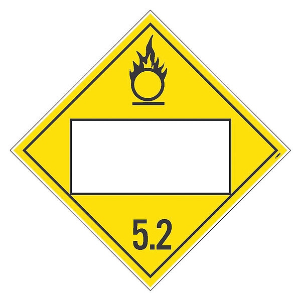 Nmc Dot Placard Sign, 5.2 Oxidizer And Organic Peroxide DL63BTB | Zoro