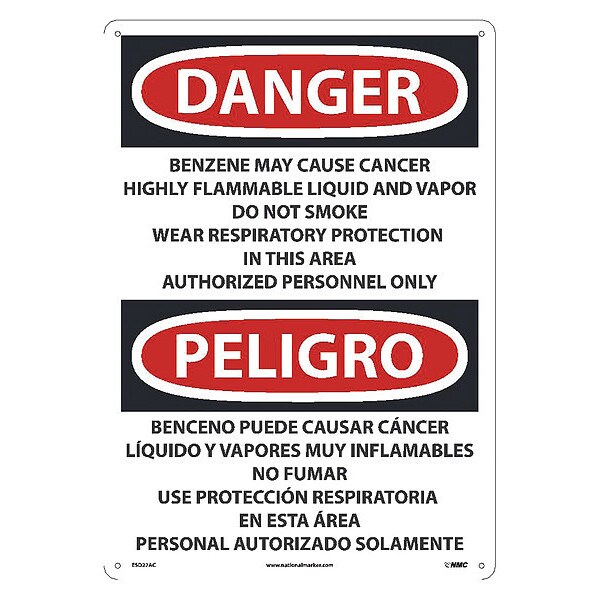 Nmc Benzene May Cause Cancer Highly Sign - Bilingual, ESD27AC ESD27AC ...