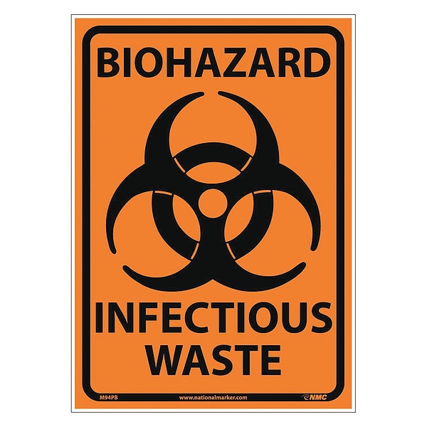 Nmc Biohazard Infectious Waste Sign, M94PB M94PB | Zoro