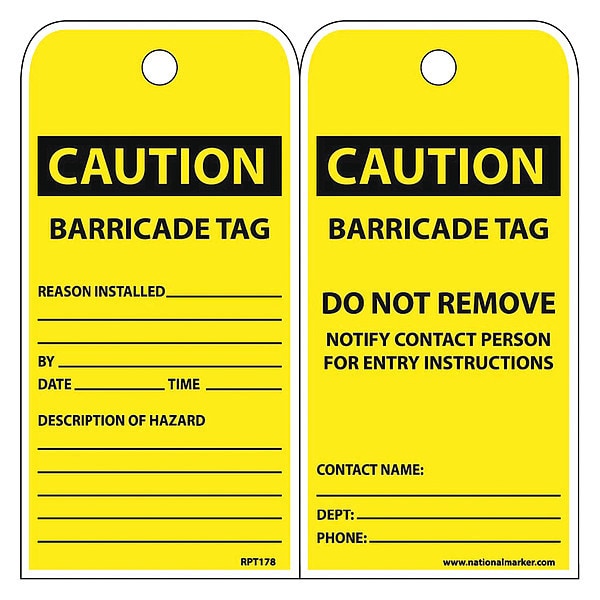 Nmc Caution Barricade Tag TAR160 | Zoro