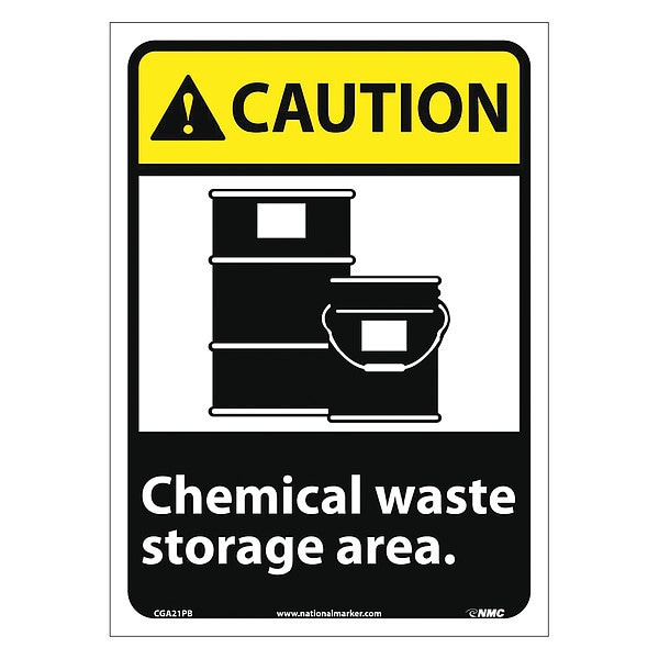 Nmc Caution Chemical Waste Storage Area Sign, CGA21PB CGA21PB | Zoro