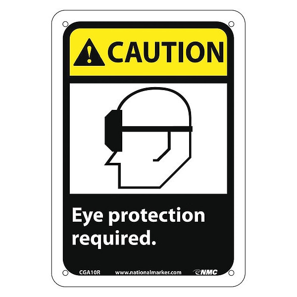 Nmc Caution Eye Protection Required Sign, 10 in Height, 7 in Width ...