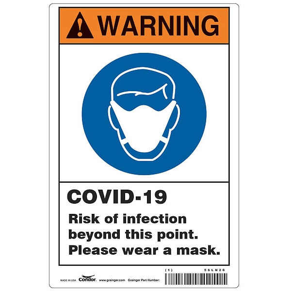 Condor Risk of Infection Sign, 14" W x 10" H, English, Polystyrene ...