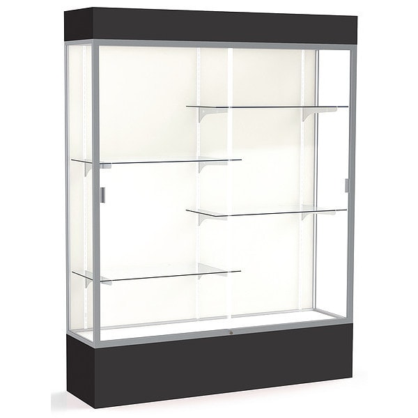 Ghent Lighted Floor Display Case 60x80x16, Plaque, Satin 3175PB-SN-BK ...