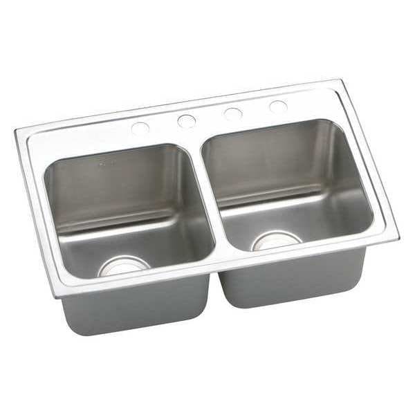 Elkay Sink, Drop-In Mount, 3 Hole, Lustrous Satin Finish DLR2918103 | Zoro
