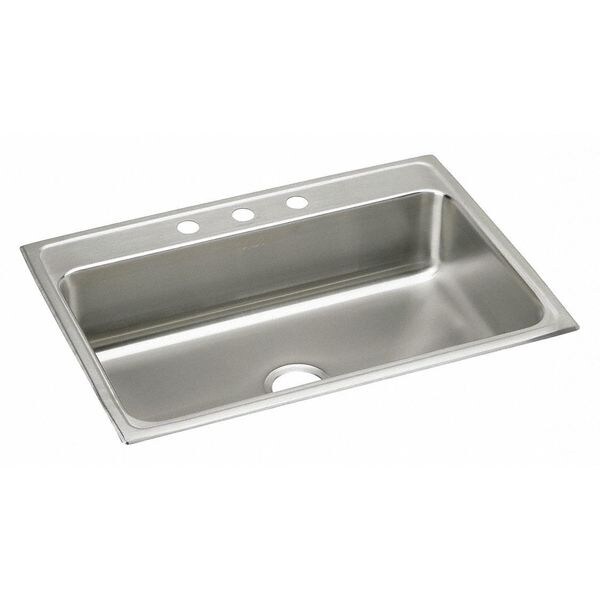 Elkay Lustertone, SS, 1 Bowl Top Mnt Sink, Drop-In Mount, 2 Hole, 28" x 16", Lustrous Satin ...