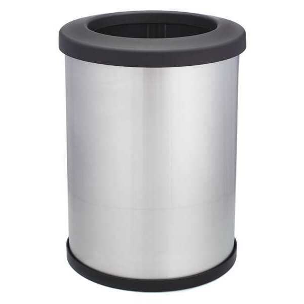 Shop-Can 12 gal. Round Stainless Steel Waste Container, 12 gal., Silver ...