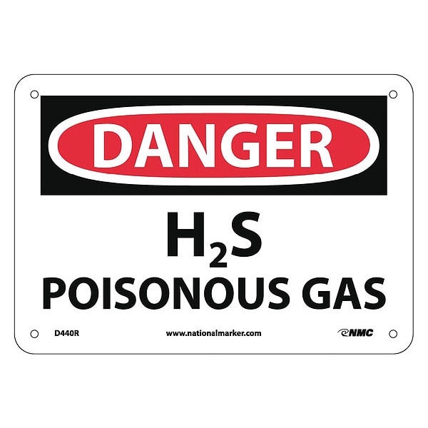 Nmc Danger H2S Poisonous Gas Sign, D440R D440R | Zoro