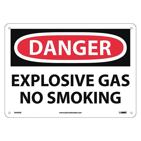 Nmc Danger Explosive Gas No Smoking Sign, D434AB D434AB | Zoro