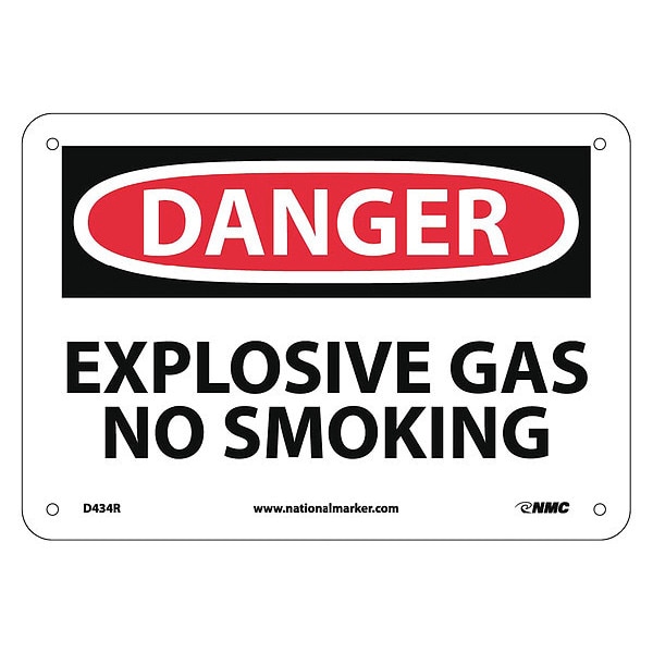Nmc Danger Explosive Gas No Smoking Sign, D434R D434R | Zoro
