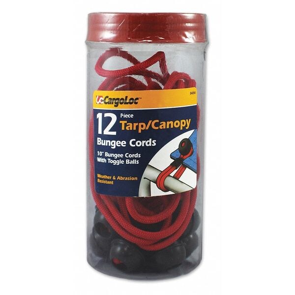 Cargoloc Tarp Bungee Cords, Red, 10 In, , 12 pcs 84094 | Zoro
