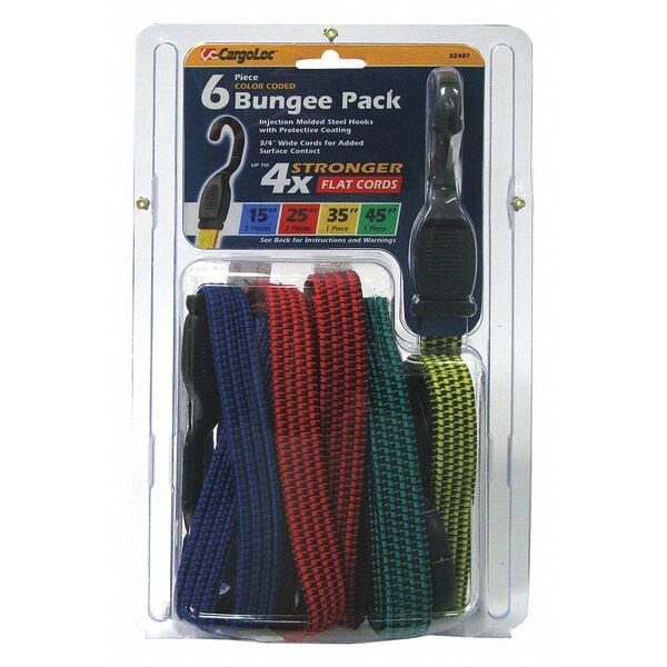 Cargoloc Bungee Cords, Assorted Flat 32407 | Zoro