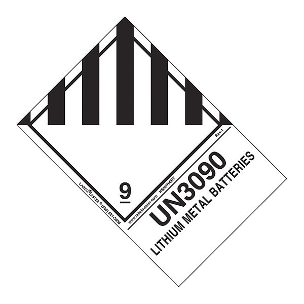 Labelmaster UN3090 Lithium Metal Batteries, PK500 HSN5700ET | Zoro