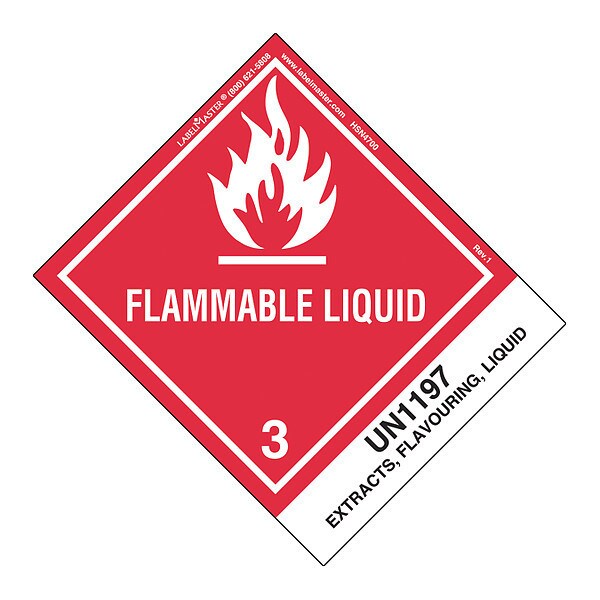 Labelmaster Flammable Liquid Label, UN1197, PK500, HSN4700 HSN4700 | Zoro