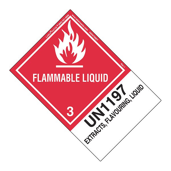Labelmaster Flammable Liquid Label, UN1197, PK500, HSN4700ET HSN4700ETR ...