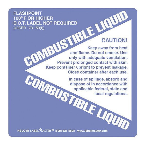 Labelmaster Combustible Liquid Label, PK500 HSLC4R | Zoro