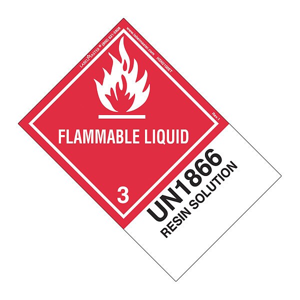 Labelmaster Flammable Liquid Label, UN1866, PK500, HSN2100ET HSN2100ET ...