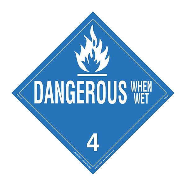 Labelmaster Dangerous When Wet Placard, Worded, PK25 Z-PSR23 | Zoro