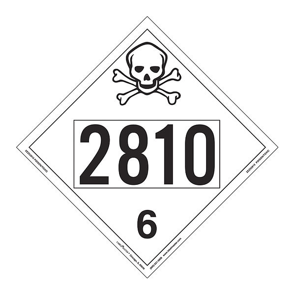 Labelmaster Toxic/Poison Placard, UN 2810, PK25 ZEZ52810 | Zoro