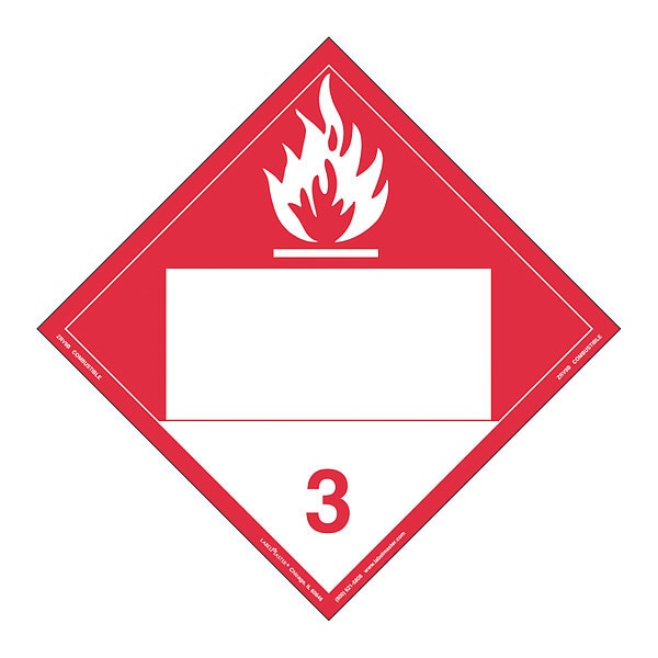 Labelmaster Combustible Liquid Placard, Vinyl, PK25 ZRV9B | Zoro