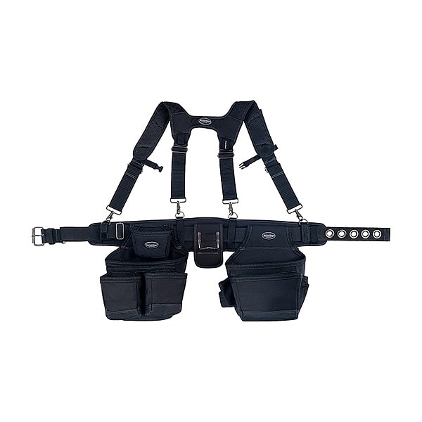Bucket Boss Tool Belt, Tool Rig, Black, Nylon, 19 Pockets 57100 | Zoro