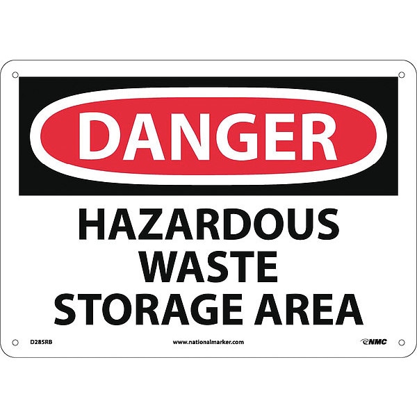 Nmc Danger Hazardous Waste Storage Area Sign, D285RB D285RB | Zoro